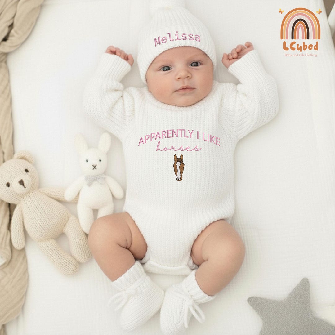 Embroidered Apparently I Like Horse Baby Ruffle Romper, Personalized ...