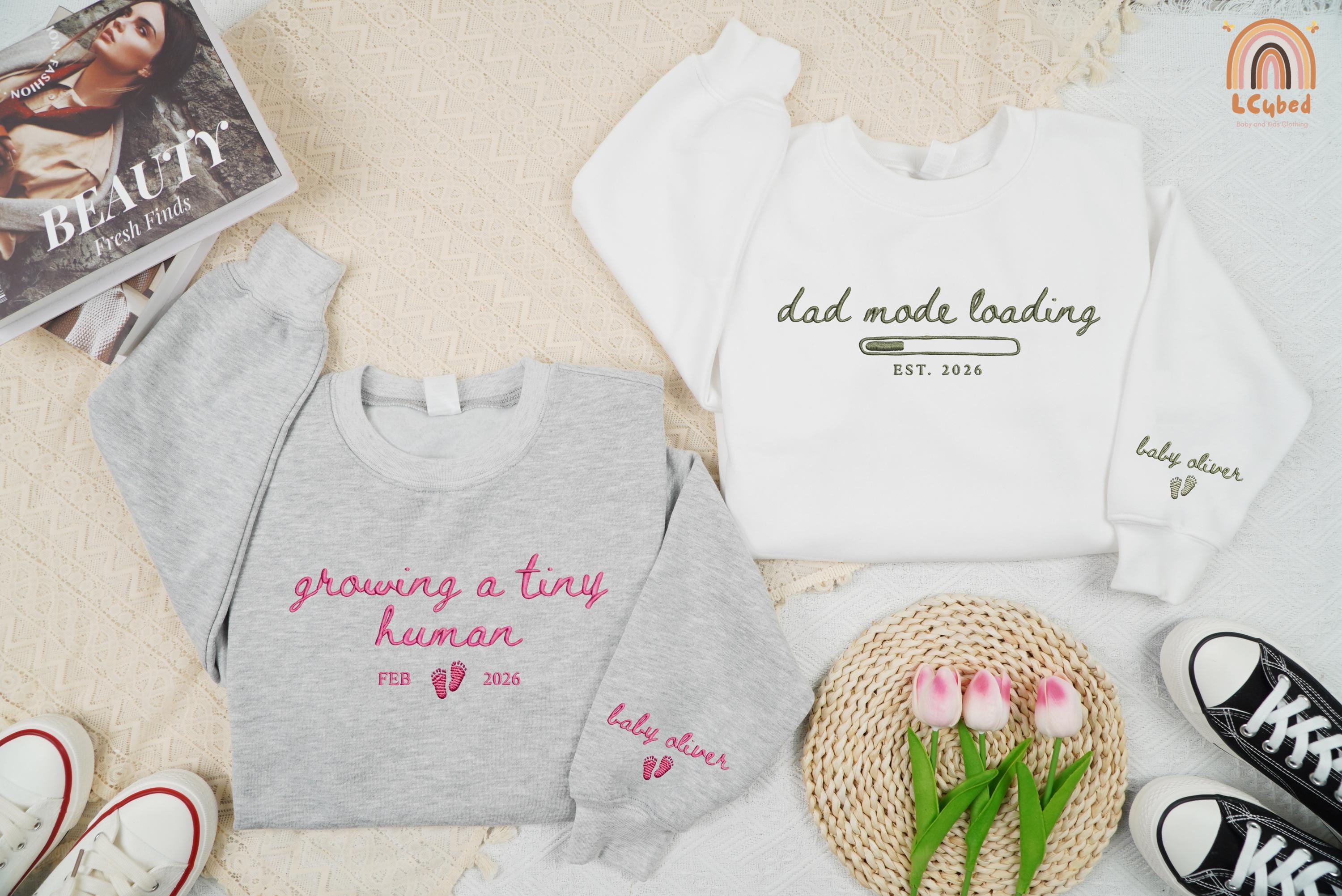 Embroidered Growing A Tiny Human Sweatshirt, Dad Mode Loading Tee ...