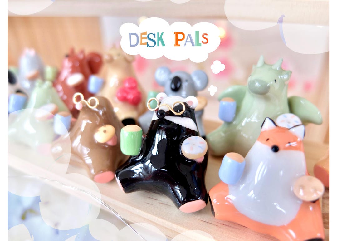 Handmade Painted Cute Quirky Clay Animal Figurines / Animal Ornaments ...