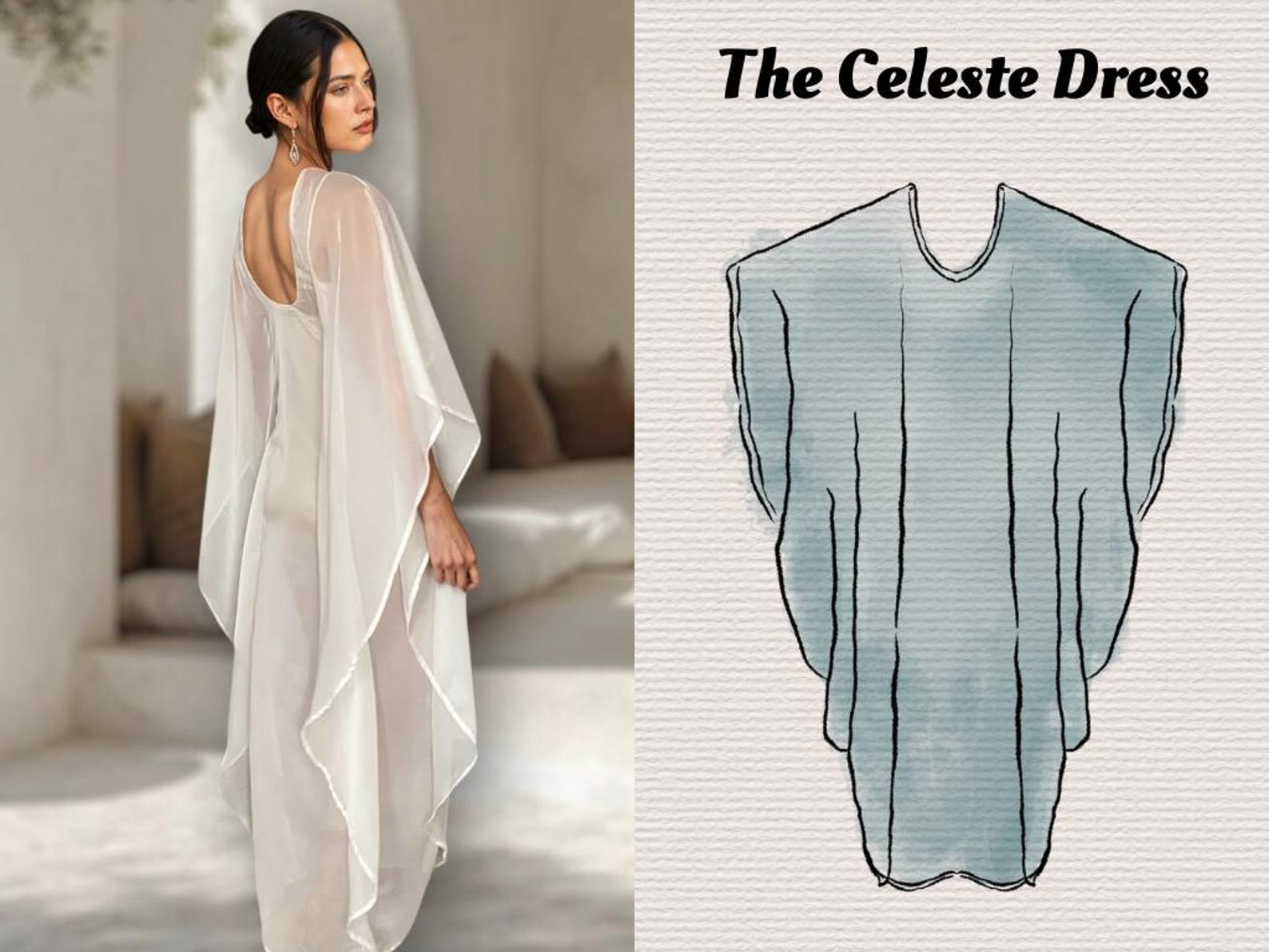 Romantic Flowy Dress Pdf Pattern | DIY Fashion | Easy Sewing | Cape ...