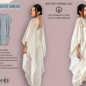 Romantic Flowy Dress Pdf Pattern | DIY Fashion | Easy Sewing | Cape ...