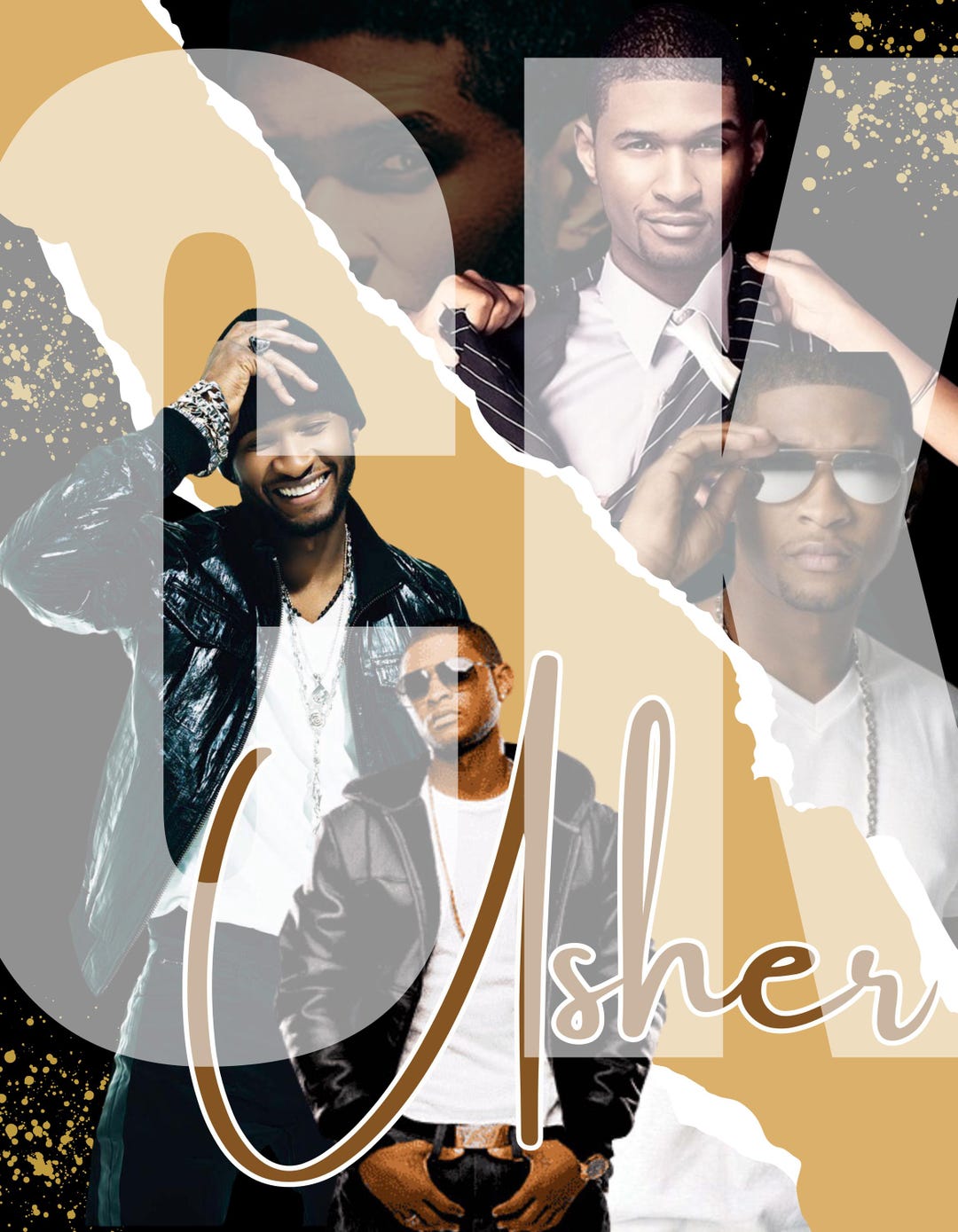 Usher “brown Splash” Graphic Tee Digital Design - Etsy