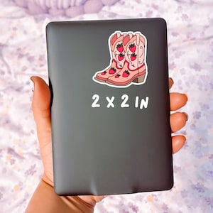 Strawberry Cowboy Boots Sticker, Cowboy Romance Book Stickers, Book ...