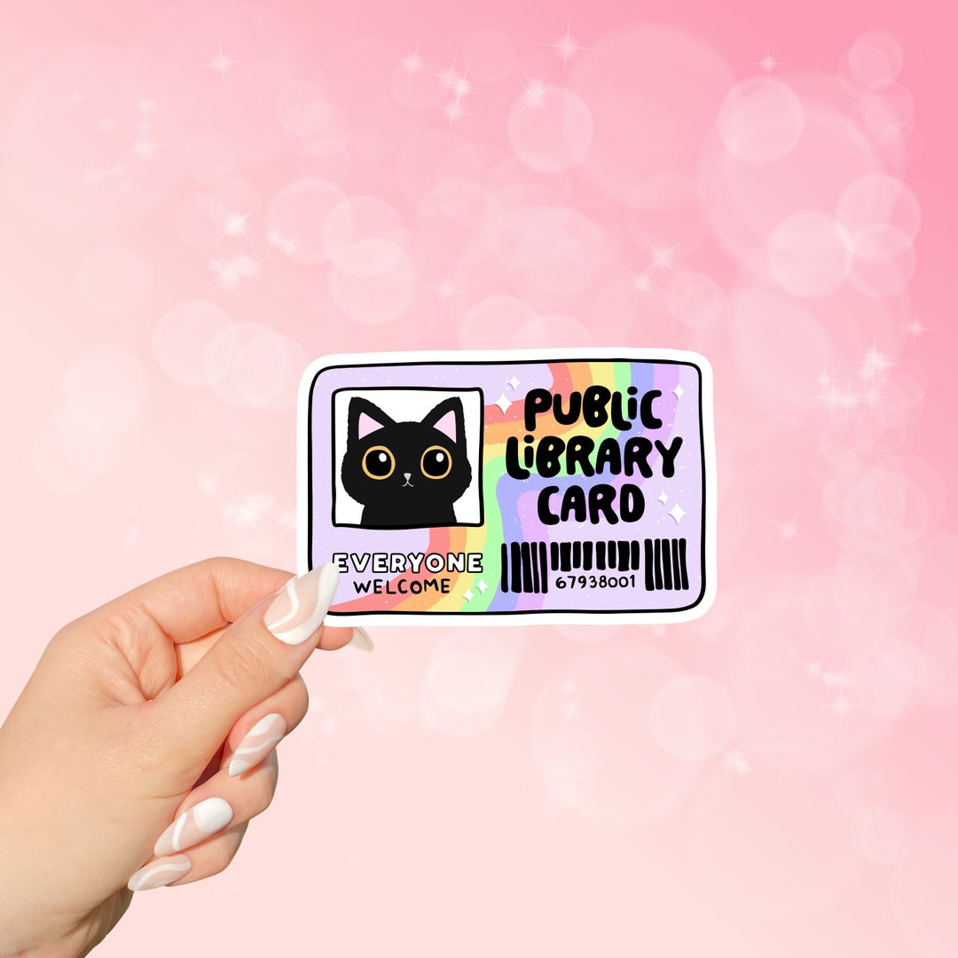 Cute Cat Library Card Sticker, Bookish Stickers Merch, Book Lovers Gift ...