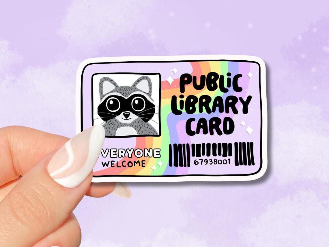 Cute Raccoon Library Card Sticker, Bookish Stickers Merch, Book Lovers ...