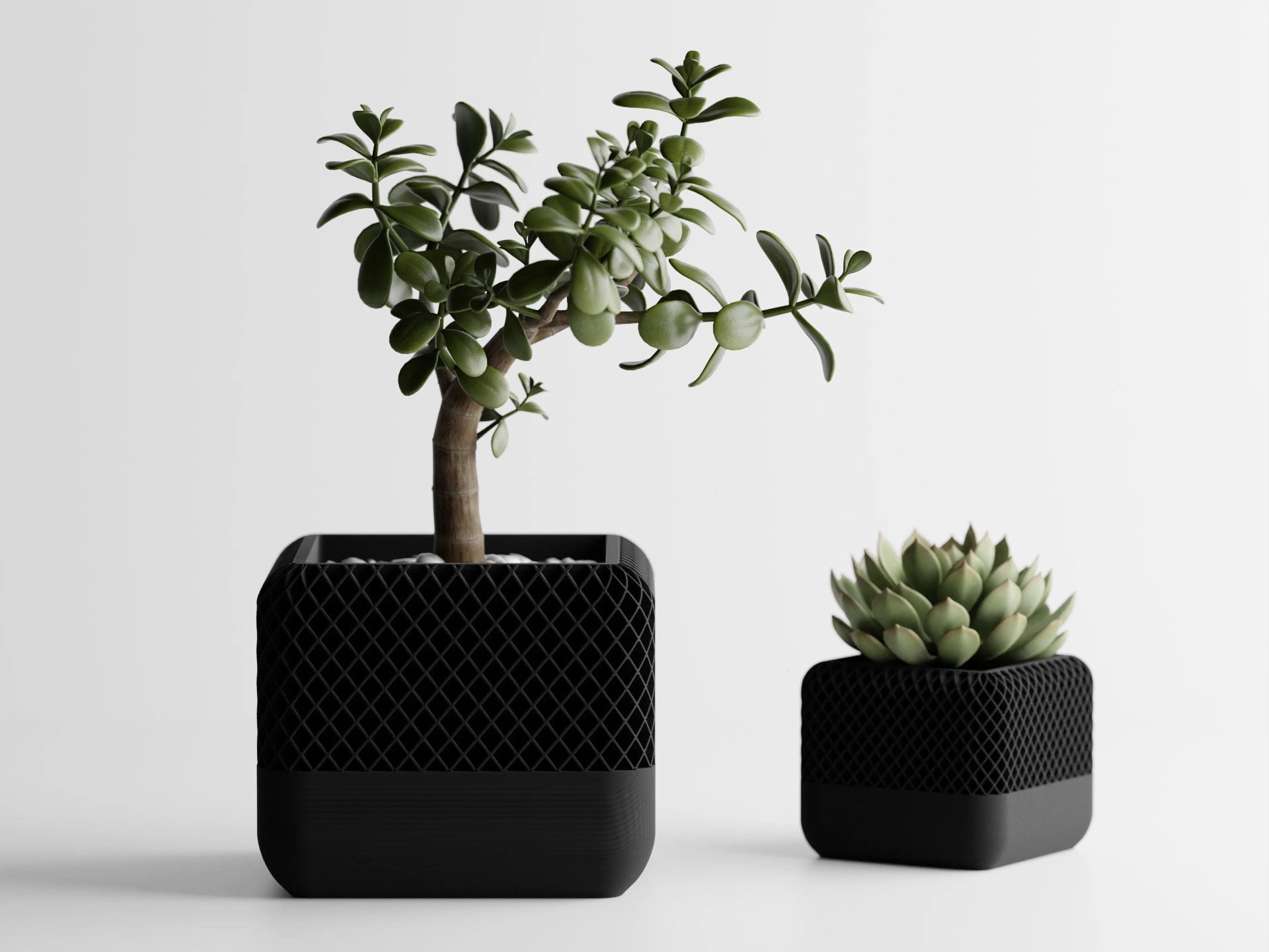 Modern Apple Home Pod Style Plant Pot Vases Square Ribbed Model 2 - Etsy
