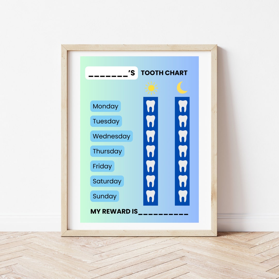 Teeth Brushing Chart 8.5 X 11 Sticker Reward Chart Schedule for Kids I ...