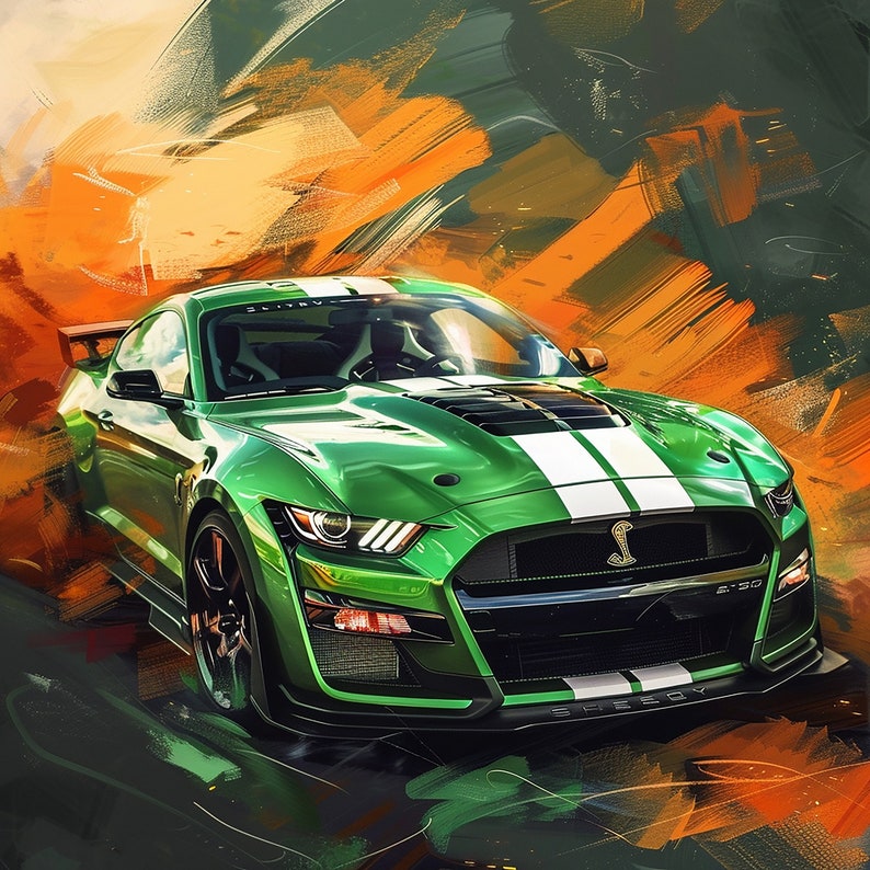 Set 5 Print Ford Mustang Shelby 500 Gt, Inspired Digital Art, Digital ...