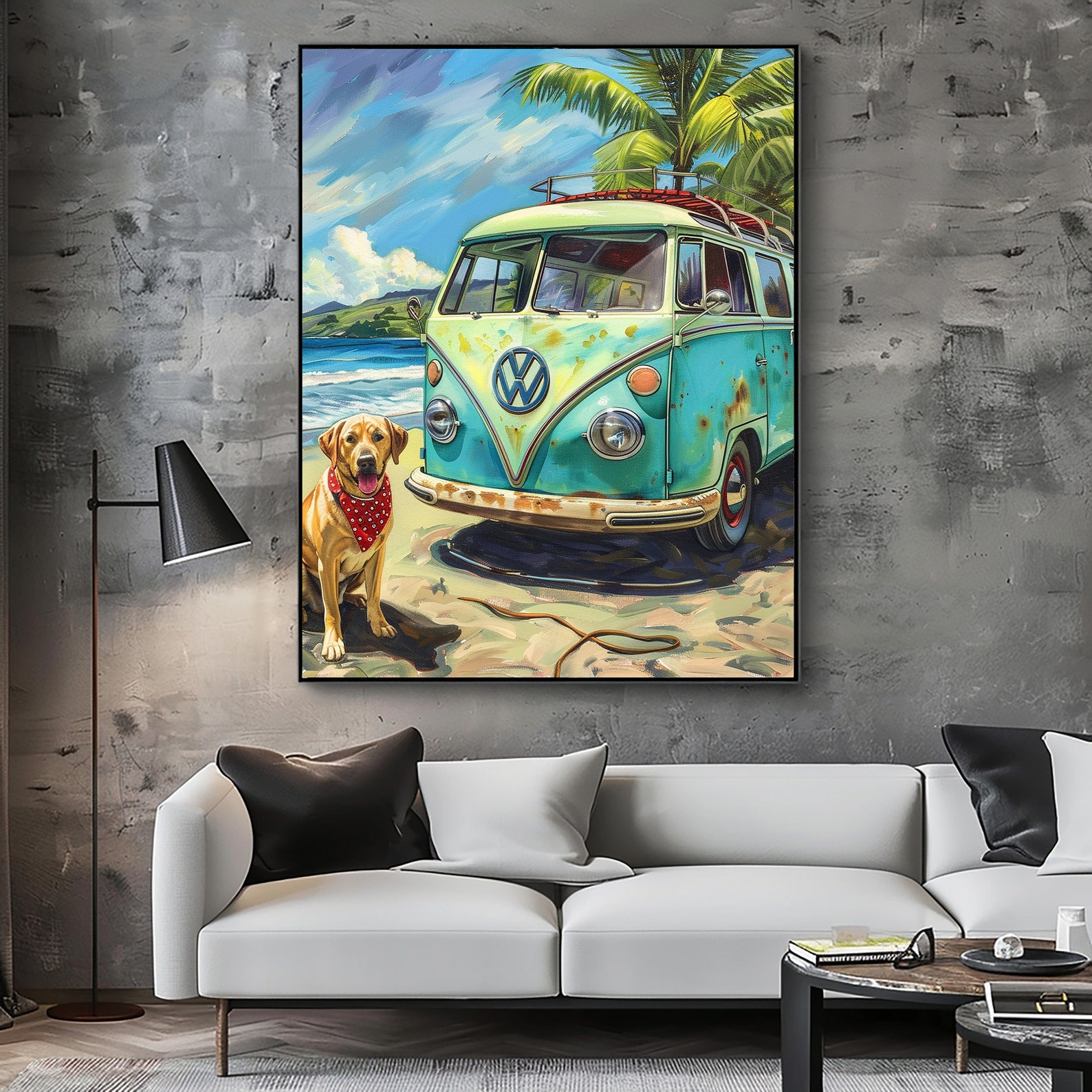 Set 5 Prints B&B: VW Retro Bus and Beach, Printable Wall Art Home Decor ...