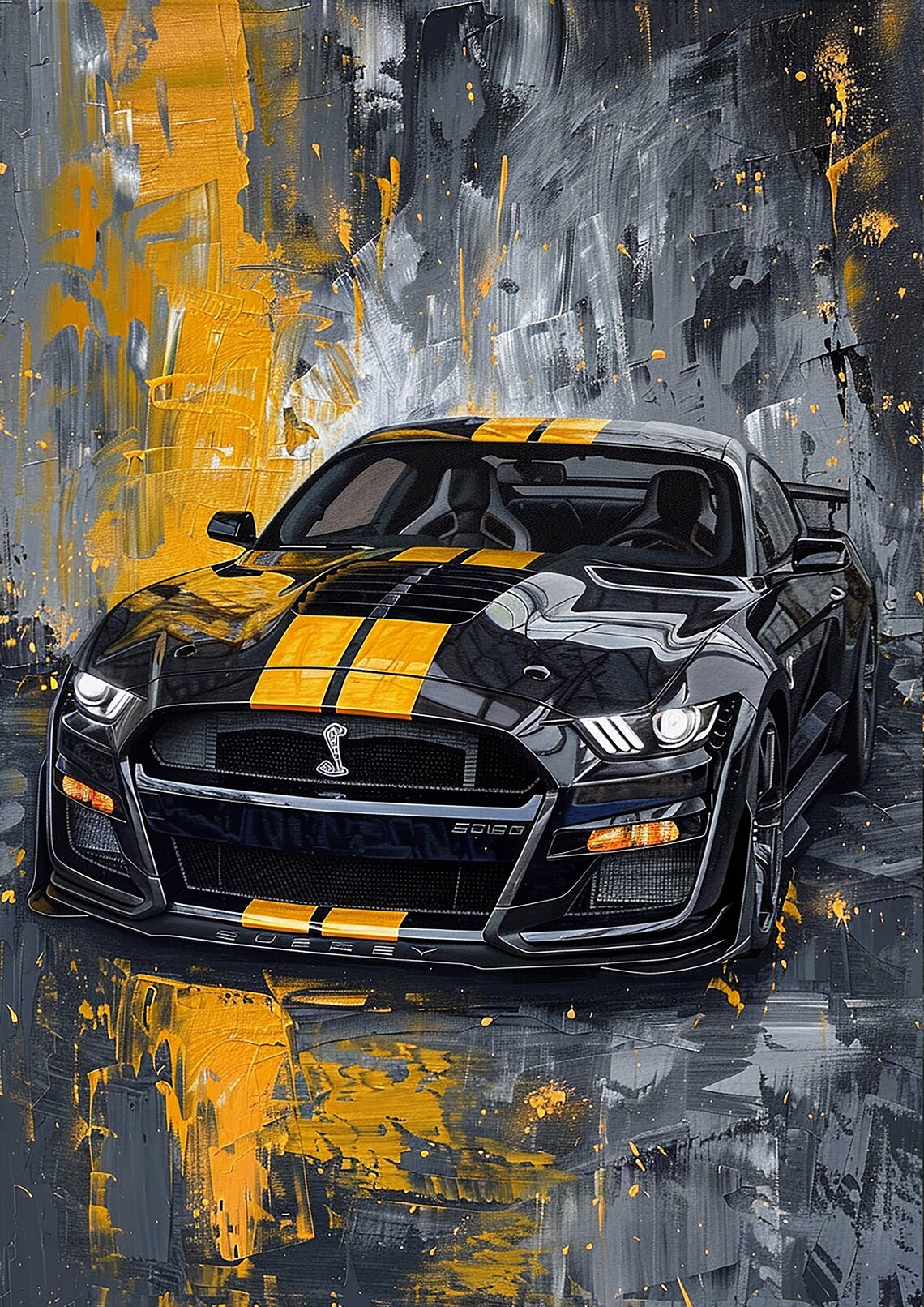 Set 5 Print Ford Mustang Shelby 500 Gt, Inspired Digital Art, Digital ...