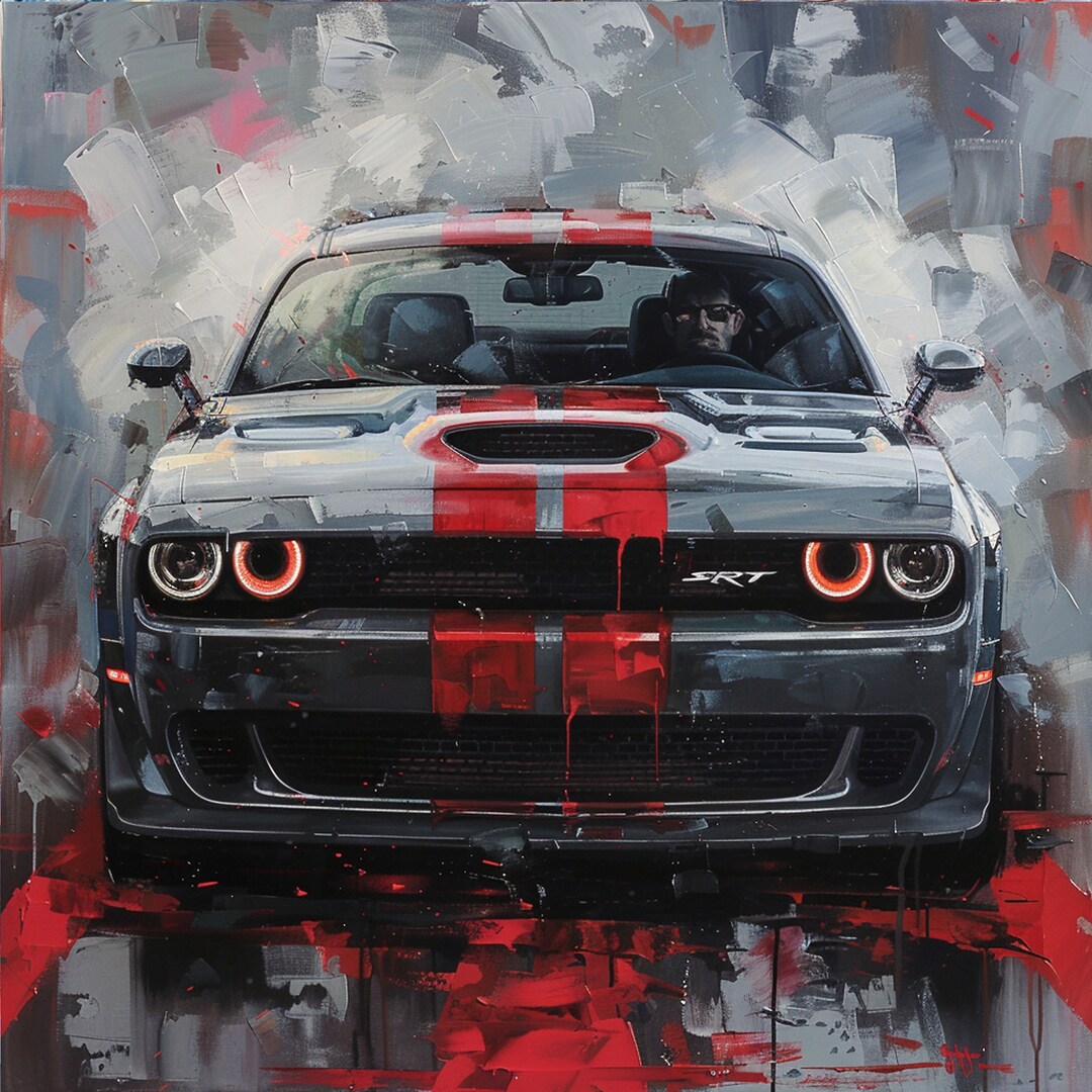 5 Prints Set Dodge Chalenger SRT, Hellcat Inspired Digital Art, Digital ...