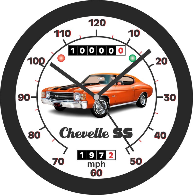 1972 Chevrolet Chevelle SS Hugger Orange Speedometer Style Wall Clock ...