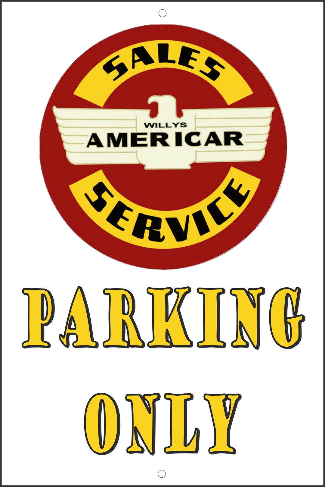Willys Americar Vintage Logo Parking Only Metal Sign - Etsy