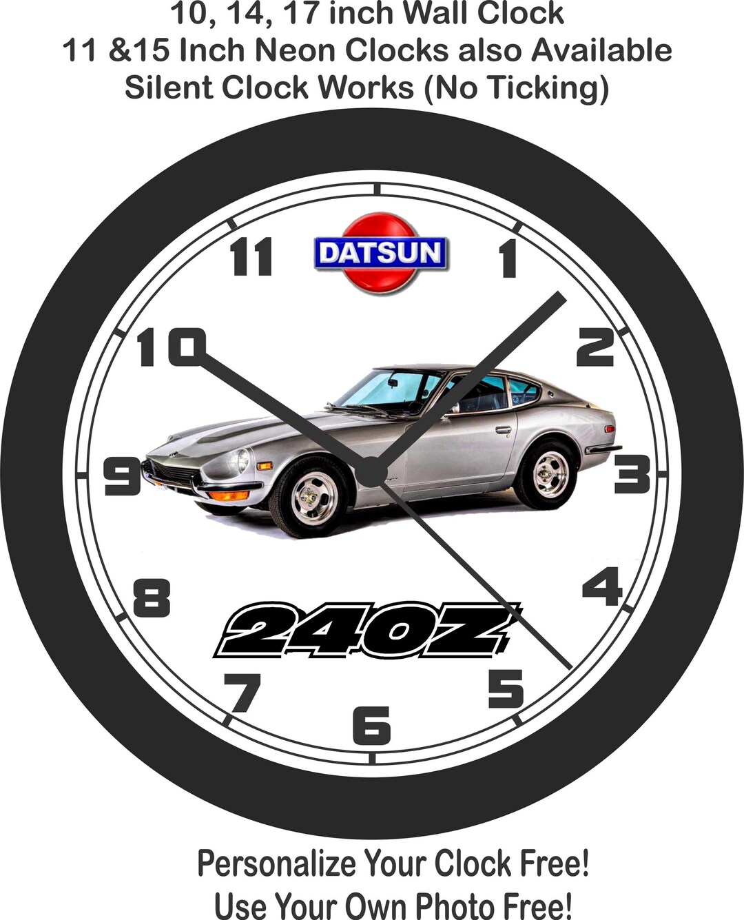 1969 Datsun 240Z Wall Clock, Vivid 8-color Printing for Rich, Detailed ...