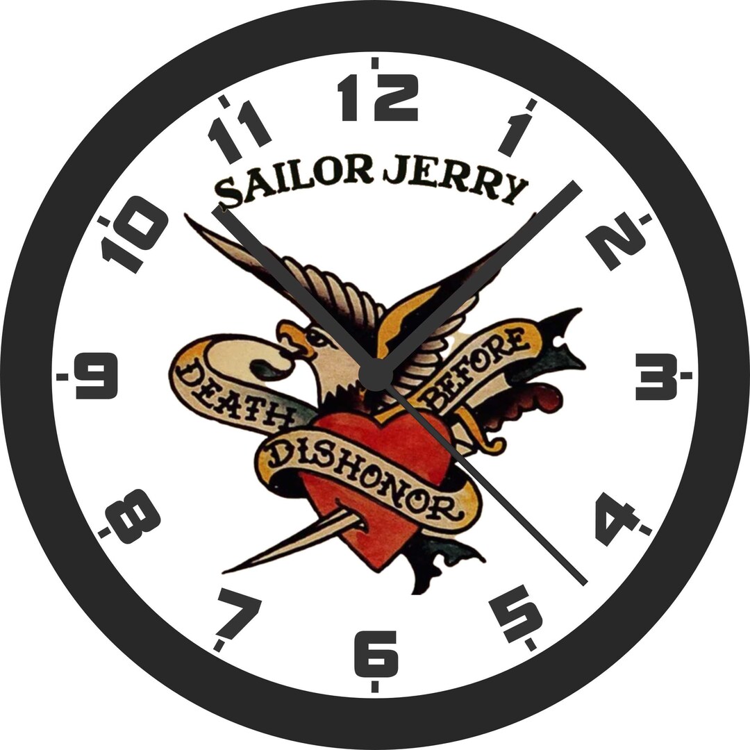 The Original Sailor Jerry Death Before Dishonor Illustration Wall Clock ...