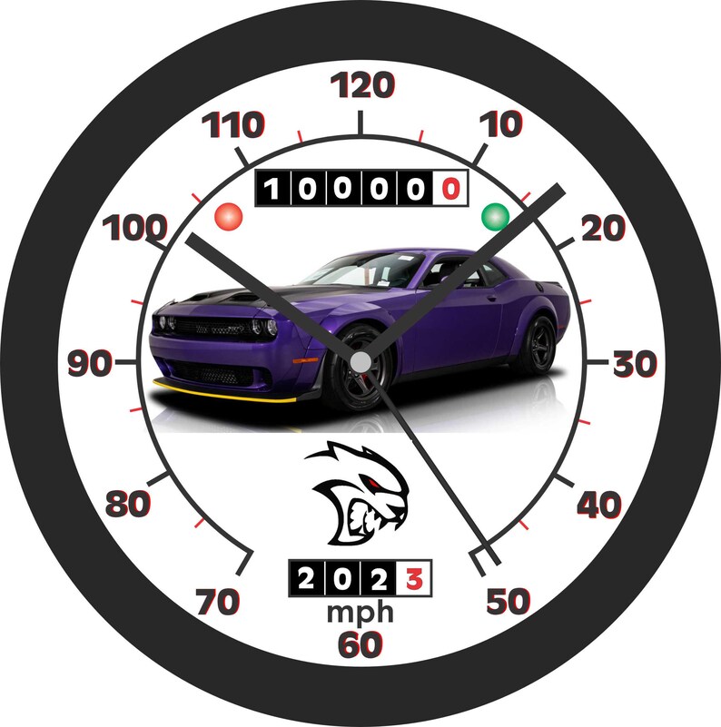 2023 Dodge Challenger Hellcat Super Stock Speedometer Style Wall Clock ...