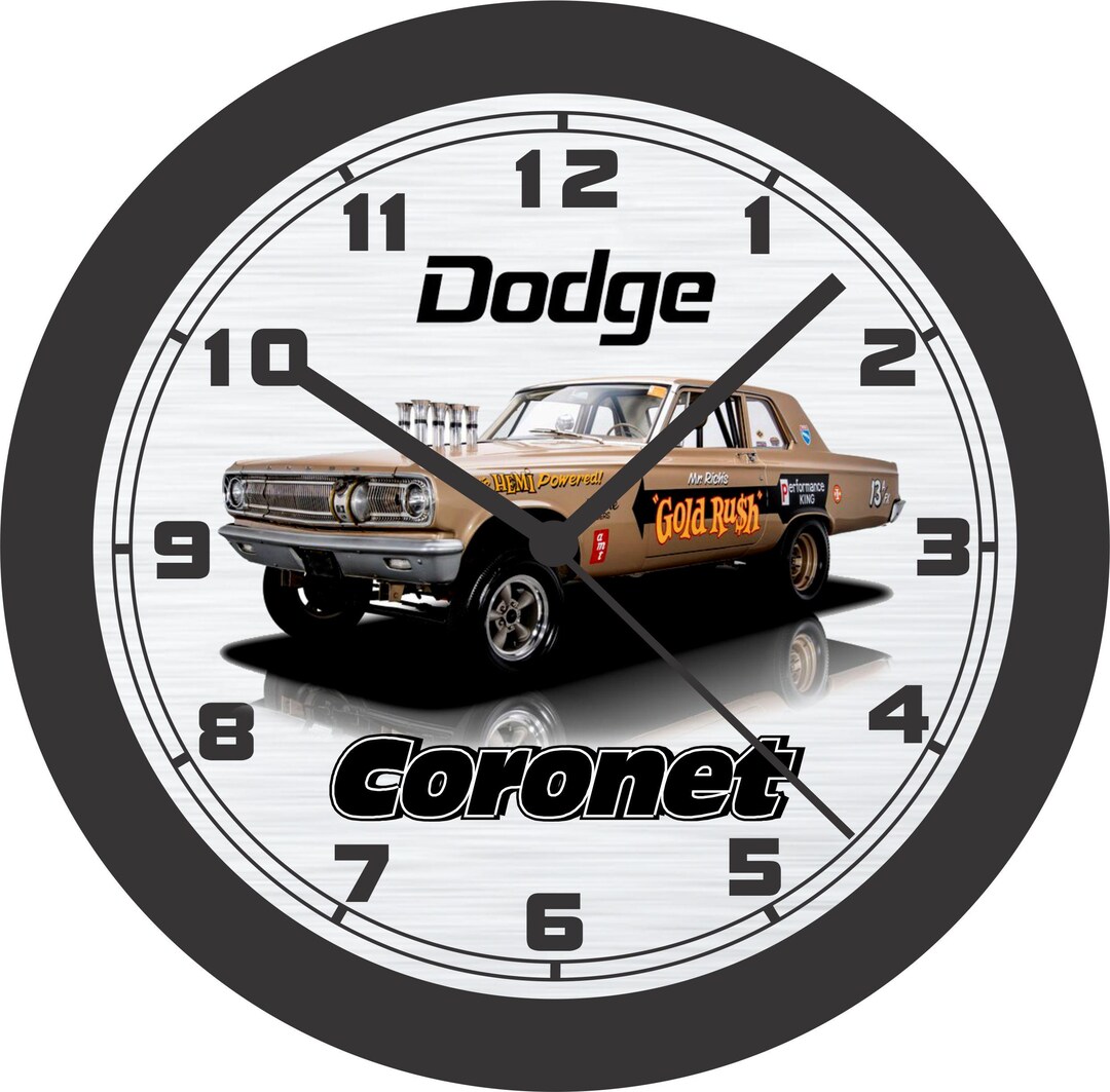 1965 Dodge Coronet Gold Rush Race Car Wall Clock, Vivid 8-color ...