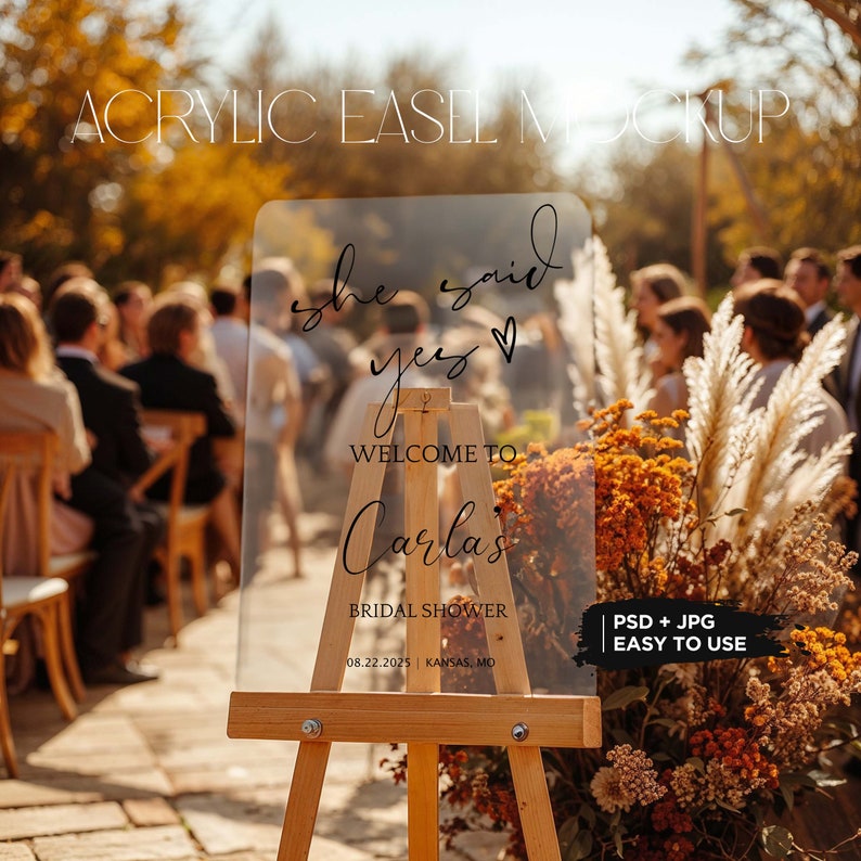Boho Acrylic Welcome Sign Easel Mockup | PSD Smart Object + JPG ...