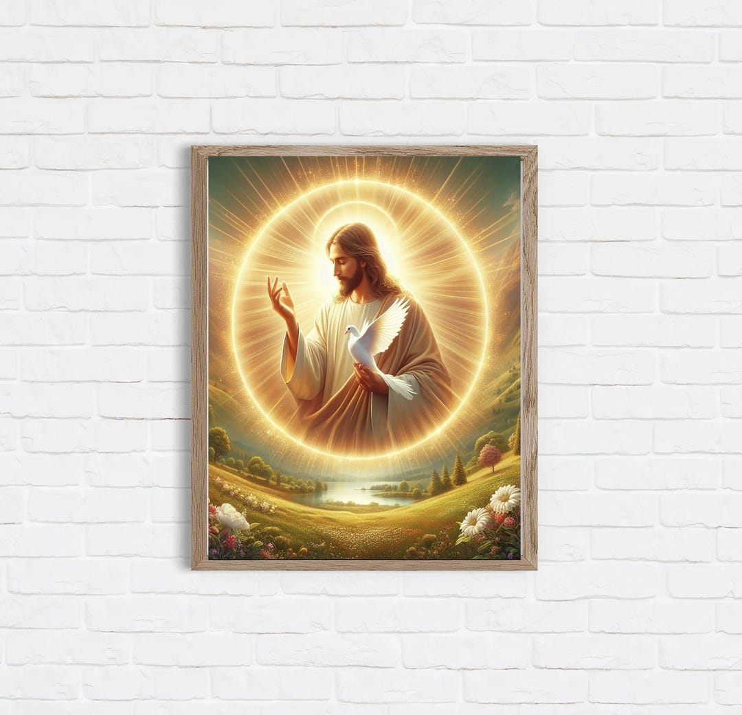 Jesus With Dove in Serene Valley - Digital Download - Etsy