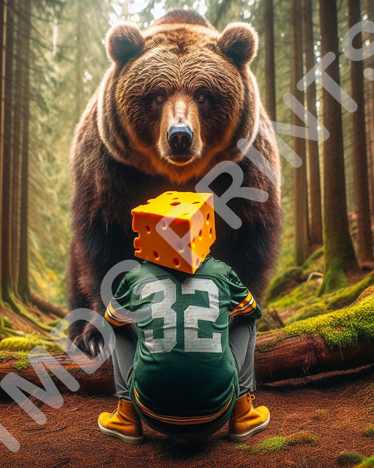 Chicago Bears Art Print: Bear Vs. Packers Rivalry, Football Fan Decor ...
