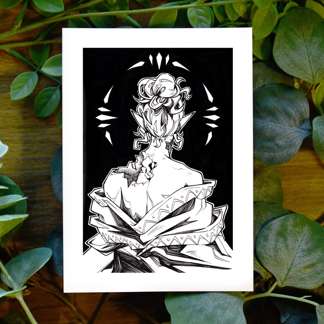 Golden Fracture || Fantasy Art Print Pen and Ink Original Design - Etsy