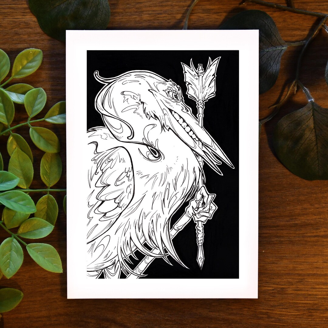 Studio Ghibli Heron Art Print | Pen and Ink Illustration - Etsy