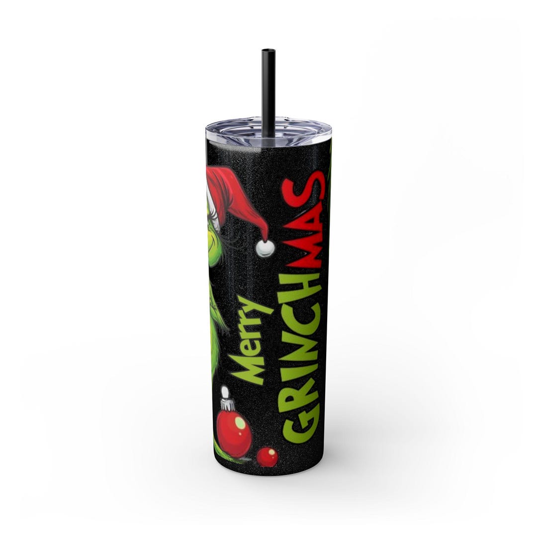 Merry Grinchmas Skinny Tumbler With Straw, Christmas Gift, Holiday ...