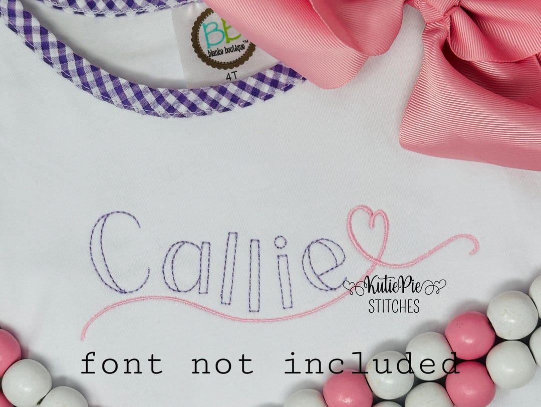 Heart Name Tag Accent Satin Outline Machine Embroidery Design - Etsy