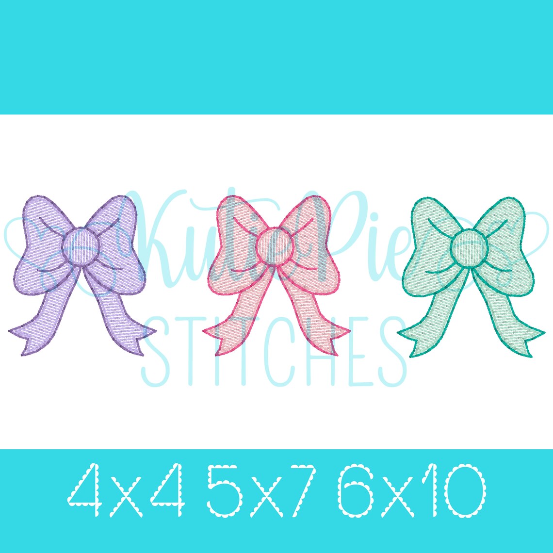 Southern Bow Trio Machine Embroidery Sketch Stitch Applique Design - Etsy