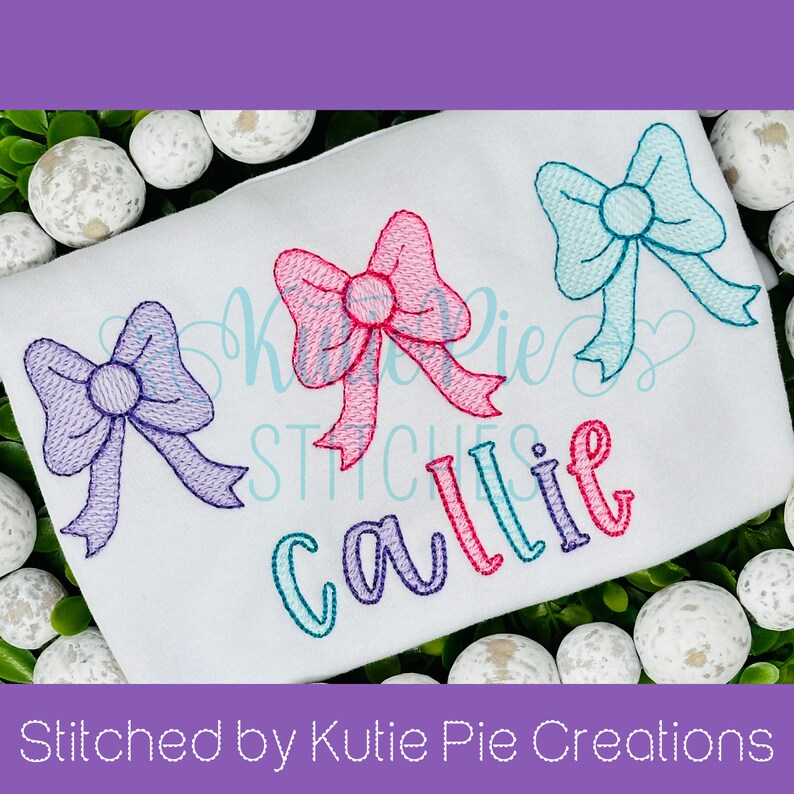 Southern Bow Trio Machine Embroidery Sketch Stitch Applique Design - Etsy