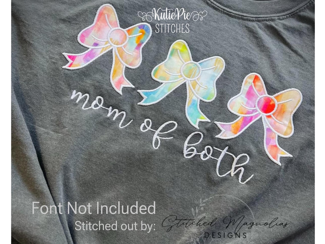 Big Southern Bow Machine Embroidery Satin Stitch Applique Design - Etsy