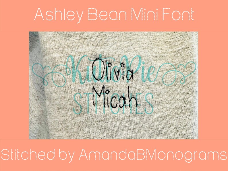 Ashley Mini Bean Font Kutie Pie Stiches Bean Stitch Machine Embroidery ...