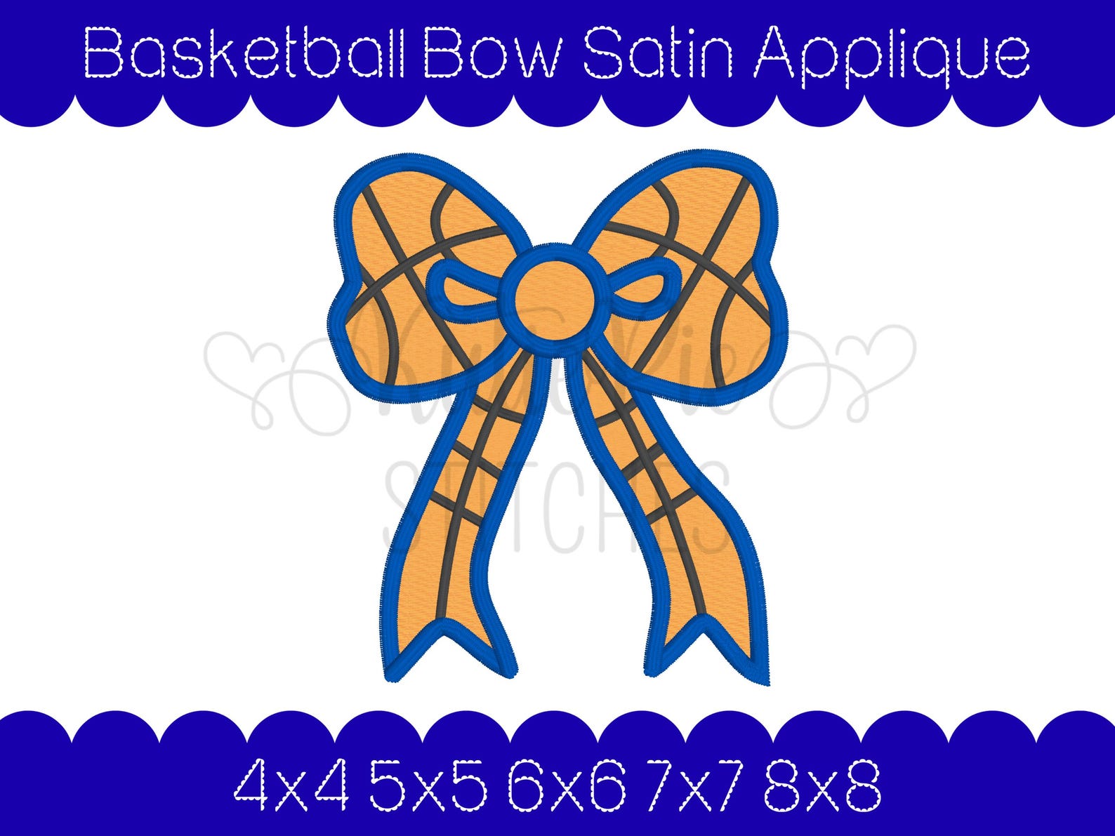 Basketball Bow Satin Machine Embroidery Applique - Etsy