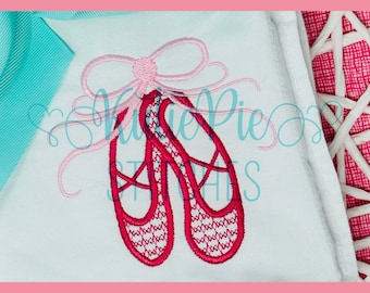 Ballet Pointe Shoes + Double Bow Sketch Fill Machine Embroidery Design ...