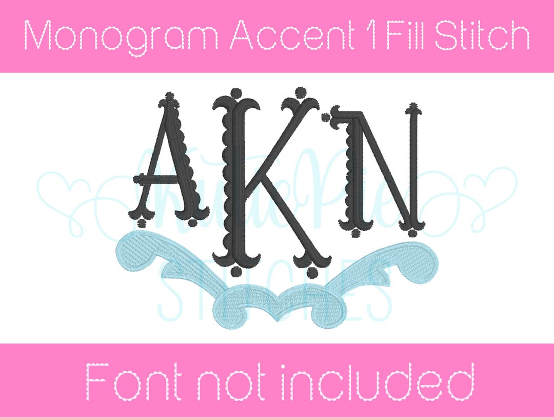 Monogram Accent Fill Stitch Machine Embroidery Applique Design Flourish ...