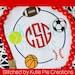 Sports Monogram Frame Machine Embroidery Design Baseball Soccer Tennis ...