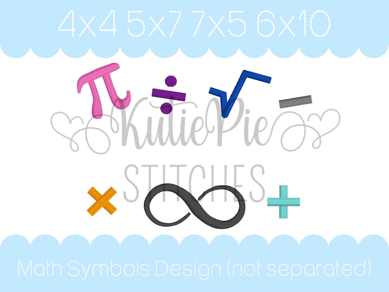 Math Symbols Machine Embroidery Design Satin Stitch Plus Minus Infinity ...