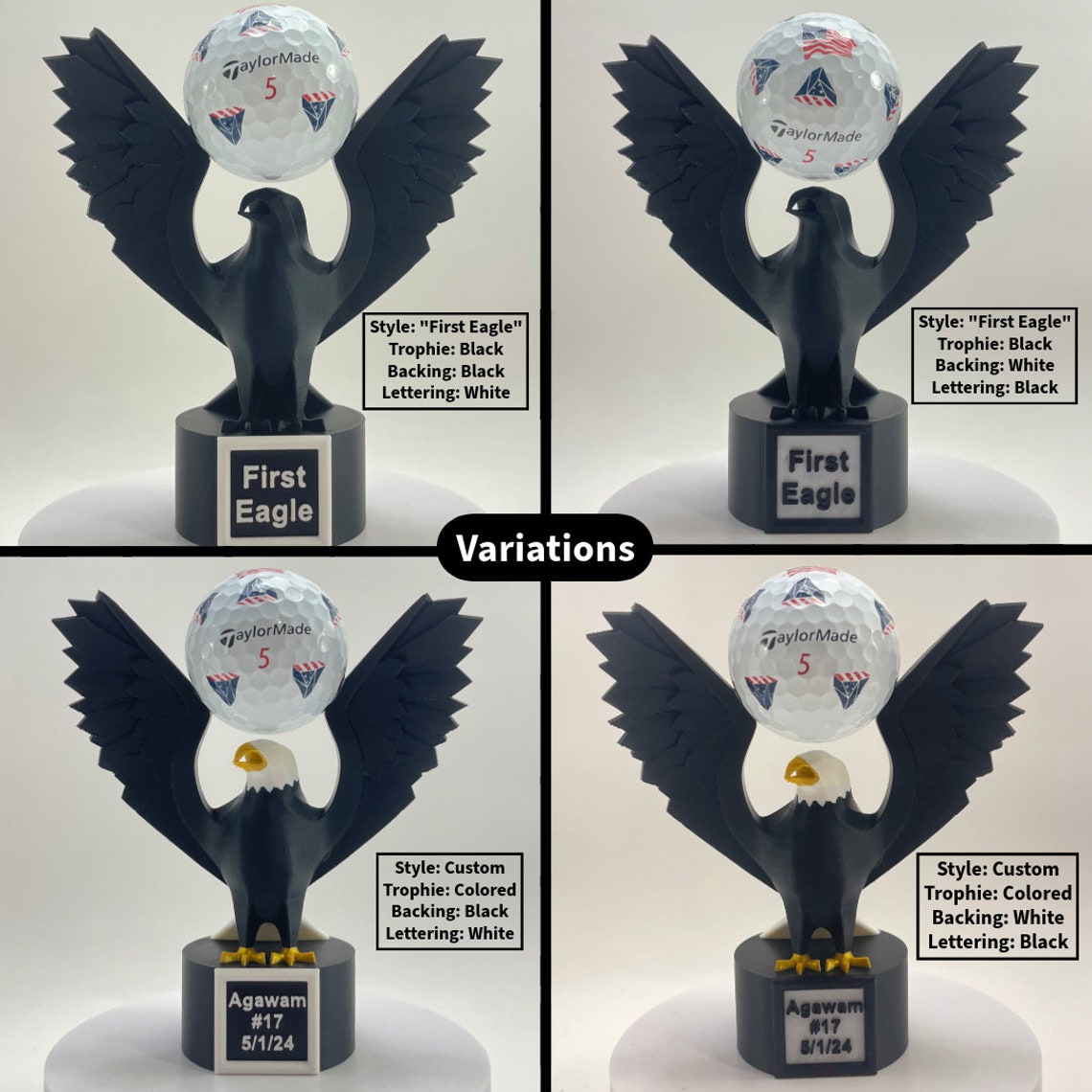 Golf Eagle Trophy (customize Lettering Available) - Etsy