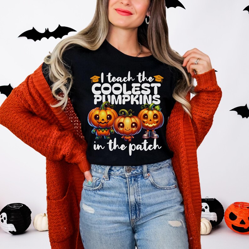 I Teach the Coolest Pumpkins Halloween Teacher Short Sleeve Tee - Etsy