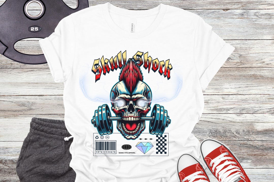 Skull Shock Skull Weights Fitness Jersey Short Sleeve Tee - Etsy