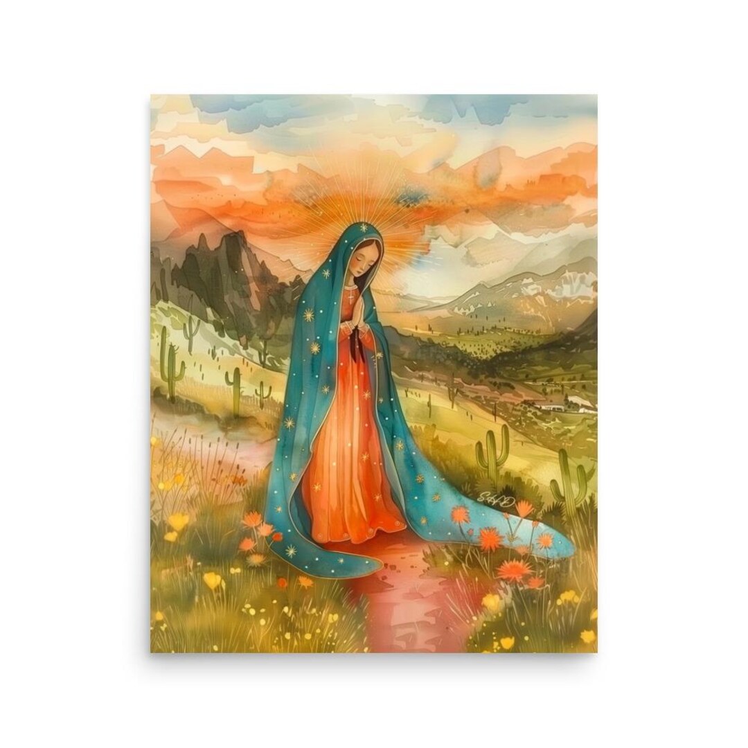 Our Lady of Guadalupe Watercolor Wall Art Print, Catholic Marian Decor ...