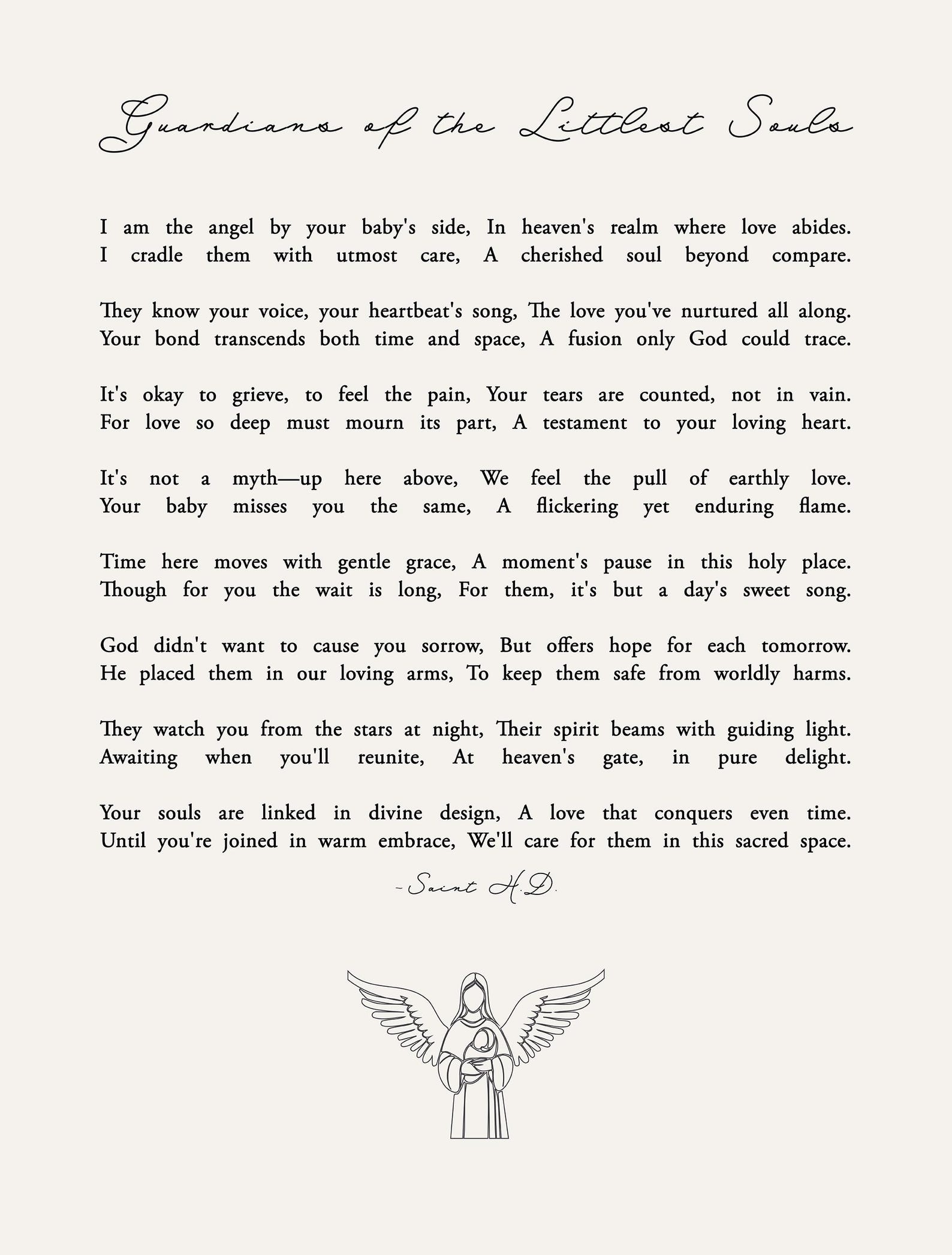 Angel Baby Memorial Poem Print Framed Nursery Wall Art, Sympathy Gift ...