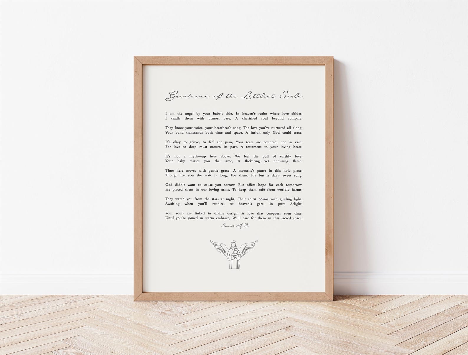 Angel Baby Memorial Poem Print Framed Nursery Wall Art, Sympathy Gift ...