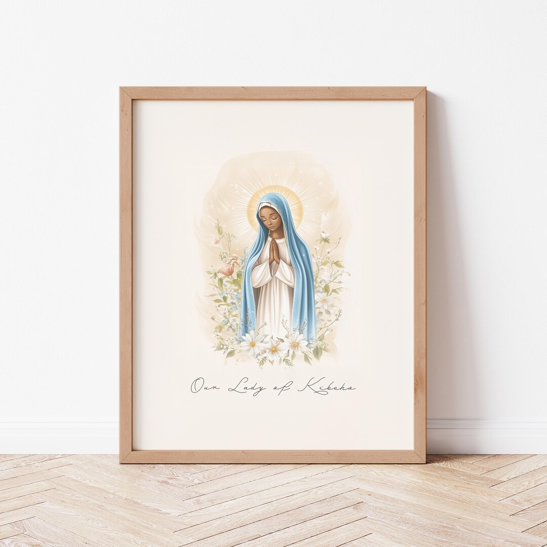 Virgin Mary Our Lady of Kibeho Framed Print, Catholic Altar Art, Rosary ...