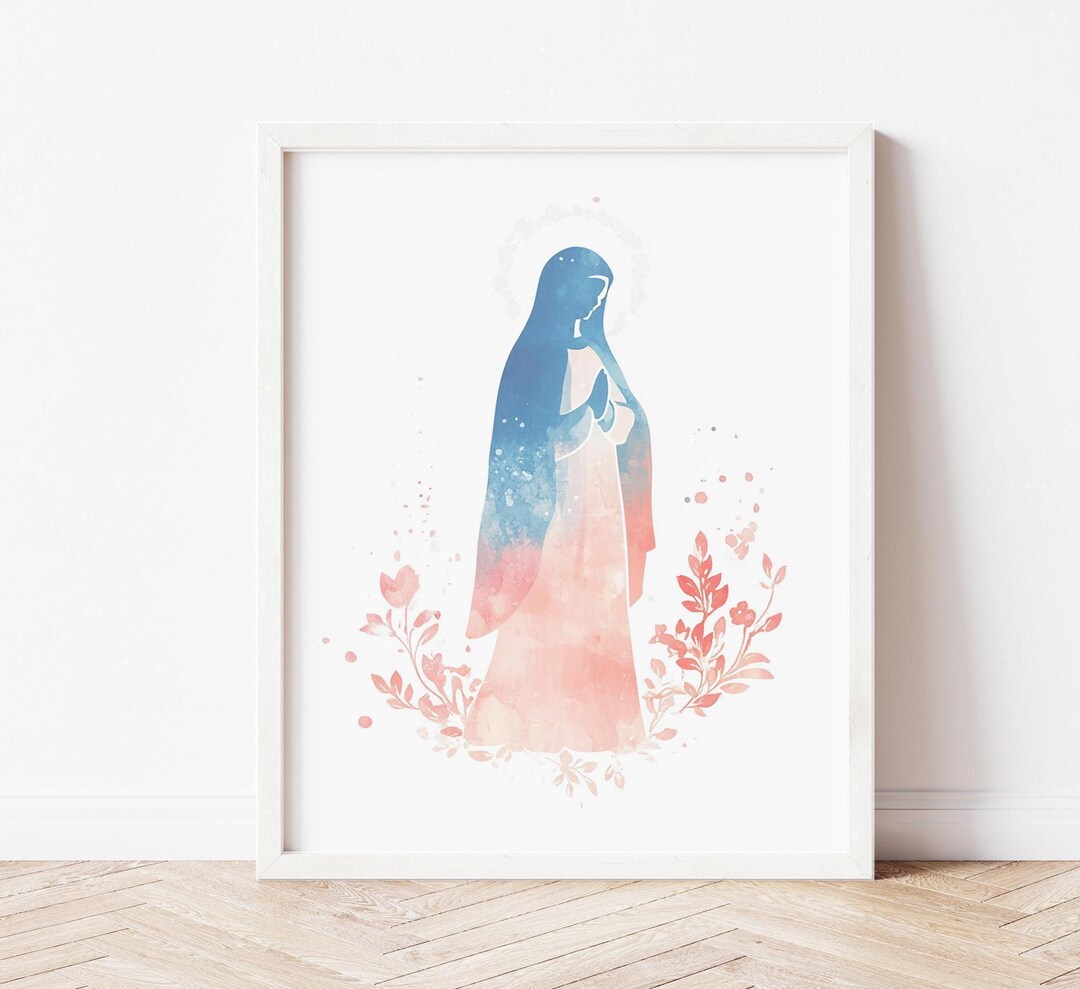 Holy Mary Art for Girls, Catholic Marian Print, Inspirational Gift for ...