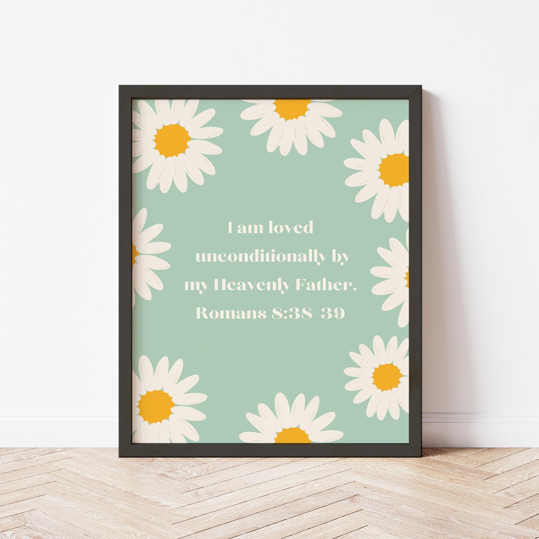 Bible Verse Art for Girls, Vibrant Floral Wall Decor, Inspirational ...