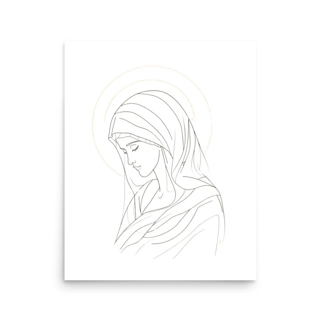 Poster Mary Outline Mary Art Catholic Art Modern Christian Art ...