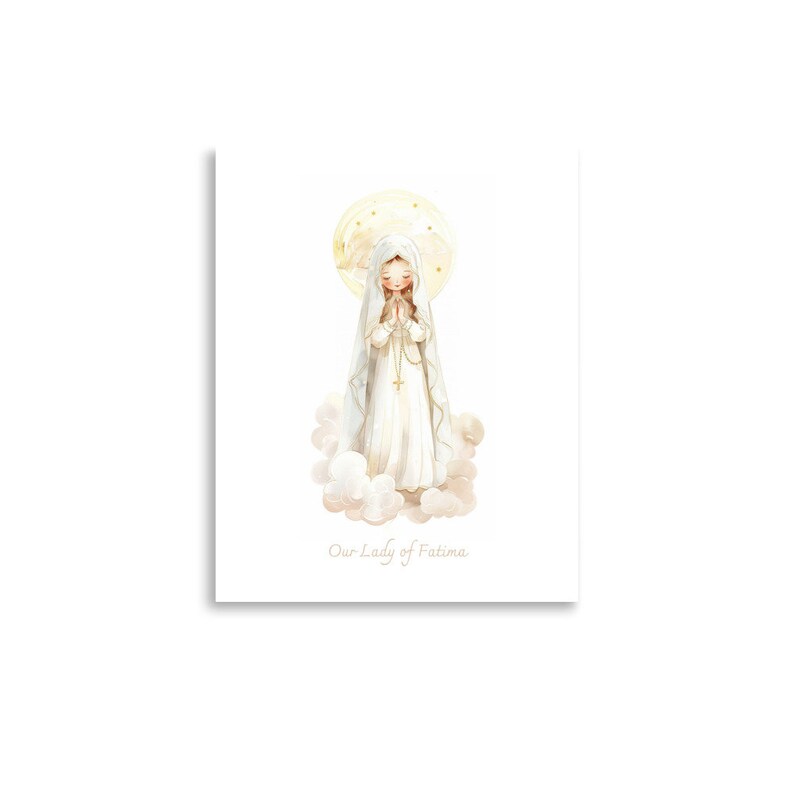 Poster Our Lady of Fatima Cartoon Illustration Mary Art Catholic Art ...