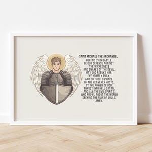 Saint Michael Archangel Art Print, Catholic Prayer Decor, Guardian ...