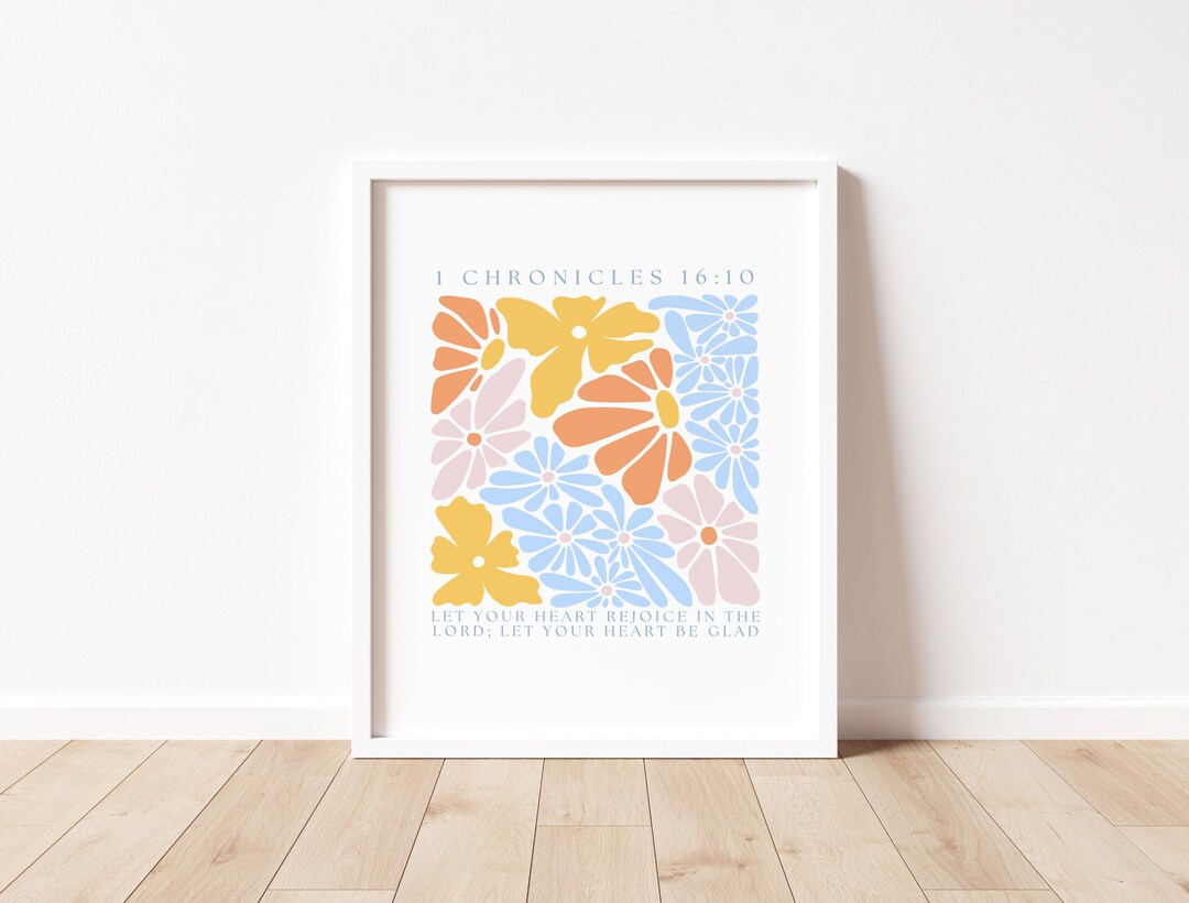 Heart Rejoice Psalms Art, Bible Verse Print for Girls, Framed Scripture ...